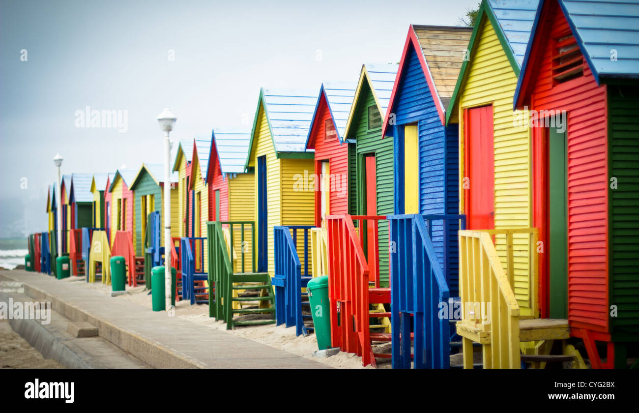 Change booths on a beach Stock Photo - Alamy