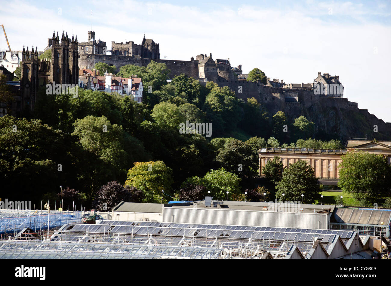 The view towards the Castle from North Bridge in the centre of ...