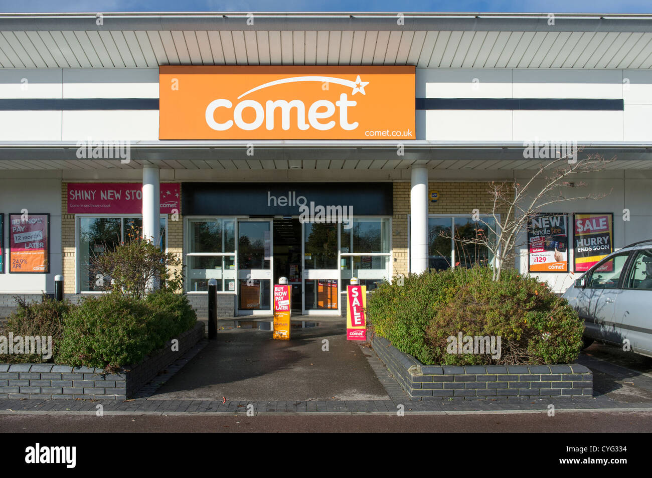 Comet electrical retail store entrance, name and logo Stock Photo - Alamy