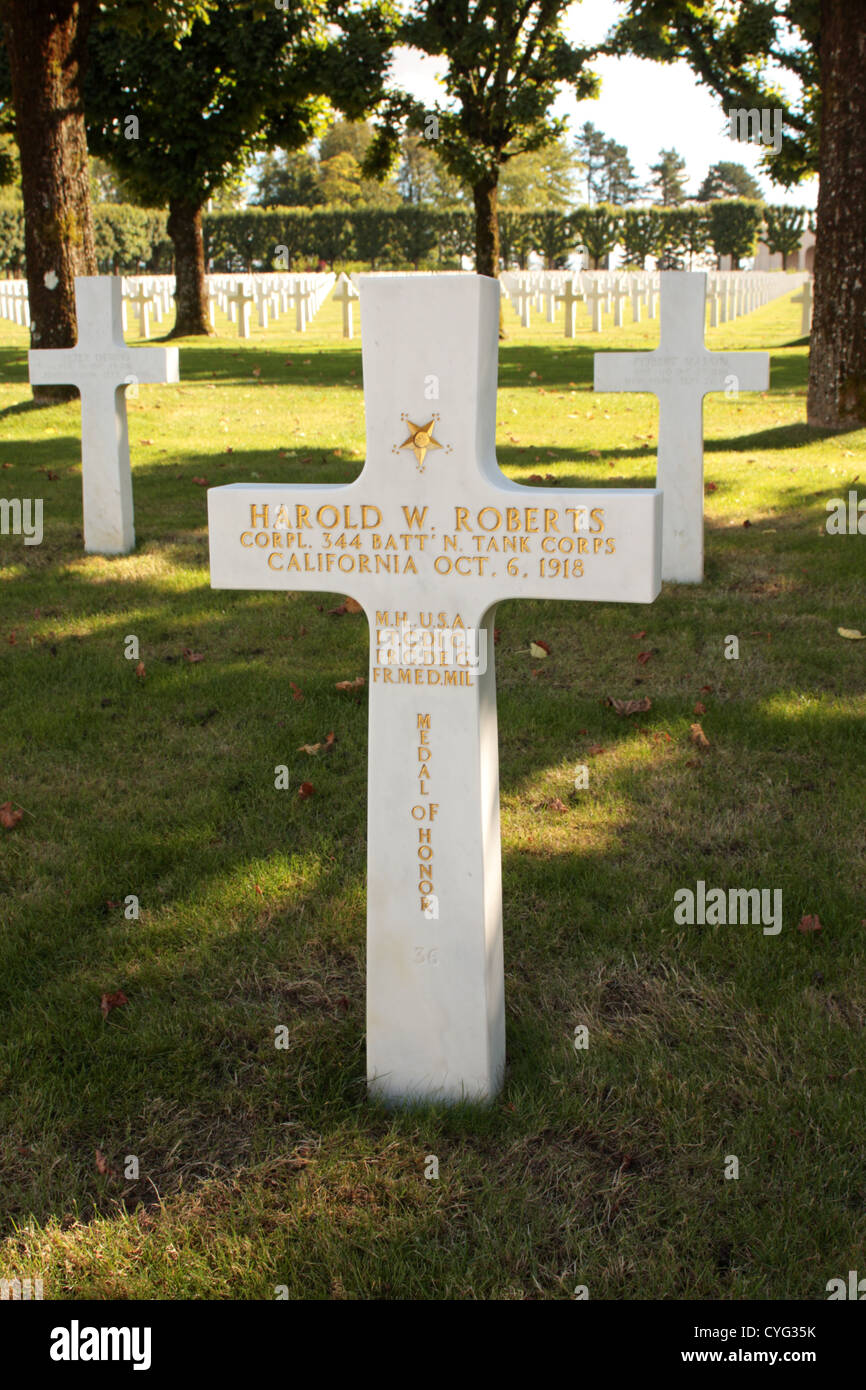 Grave of Corporal Harold Roberts recipient of the Congressional Medal ...