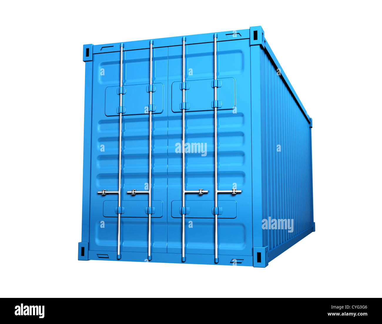 Blue cargo container - isolated on white background Stock Photo - Alamy