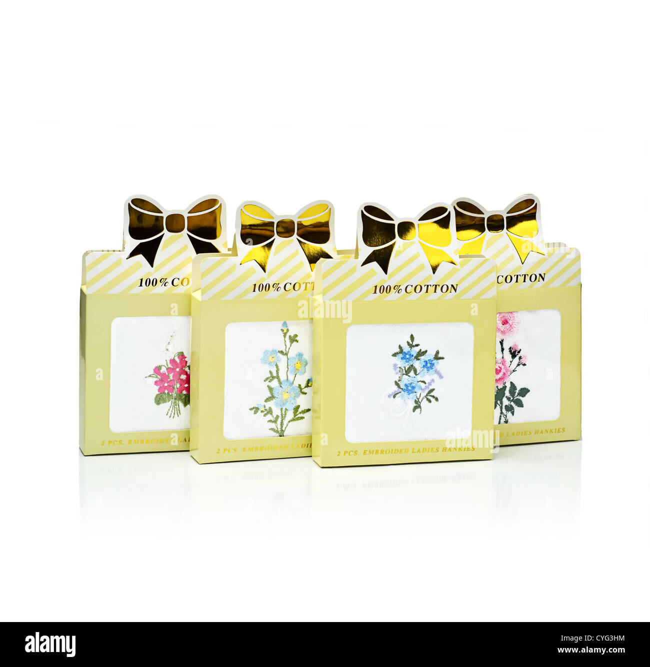 Set of ladies handkerchiefs on white background Stock Photo - Alamy