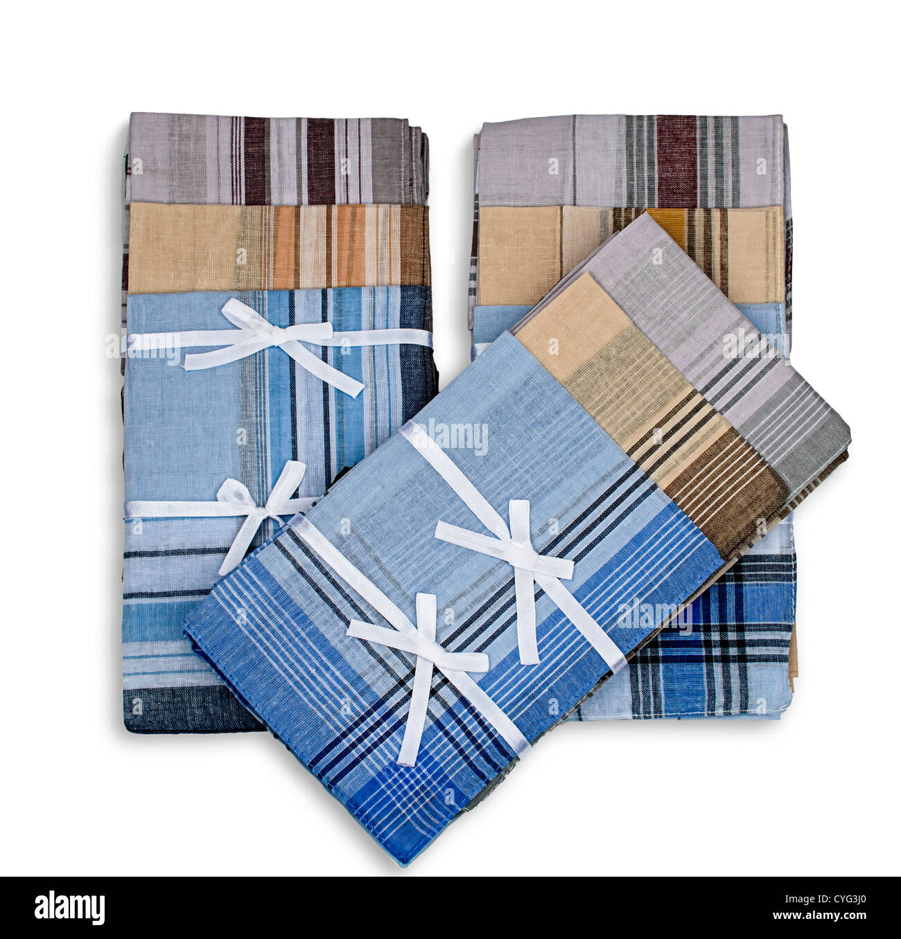 Set of three men handkerchiefs on white background Stock Photo - Alamy
