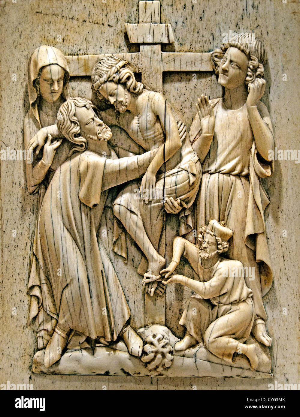 Plaque with the Descent from the Cross Jesus Christ 1320–40 Paris France Ivory whale bone 23 cm ...