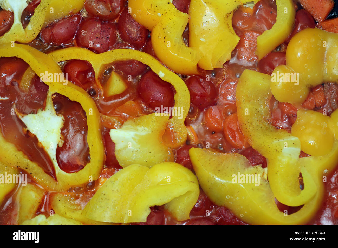 Frying pan sliced red peppers hi-res stock photography and images - Alamy