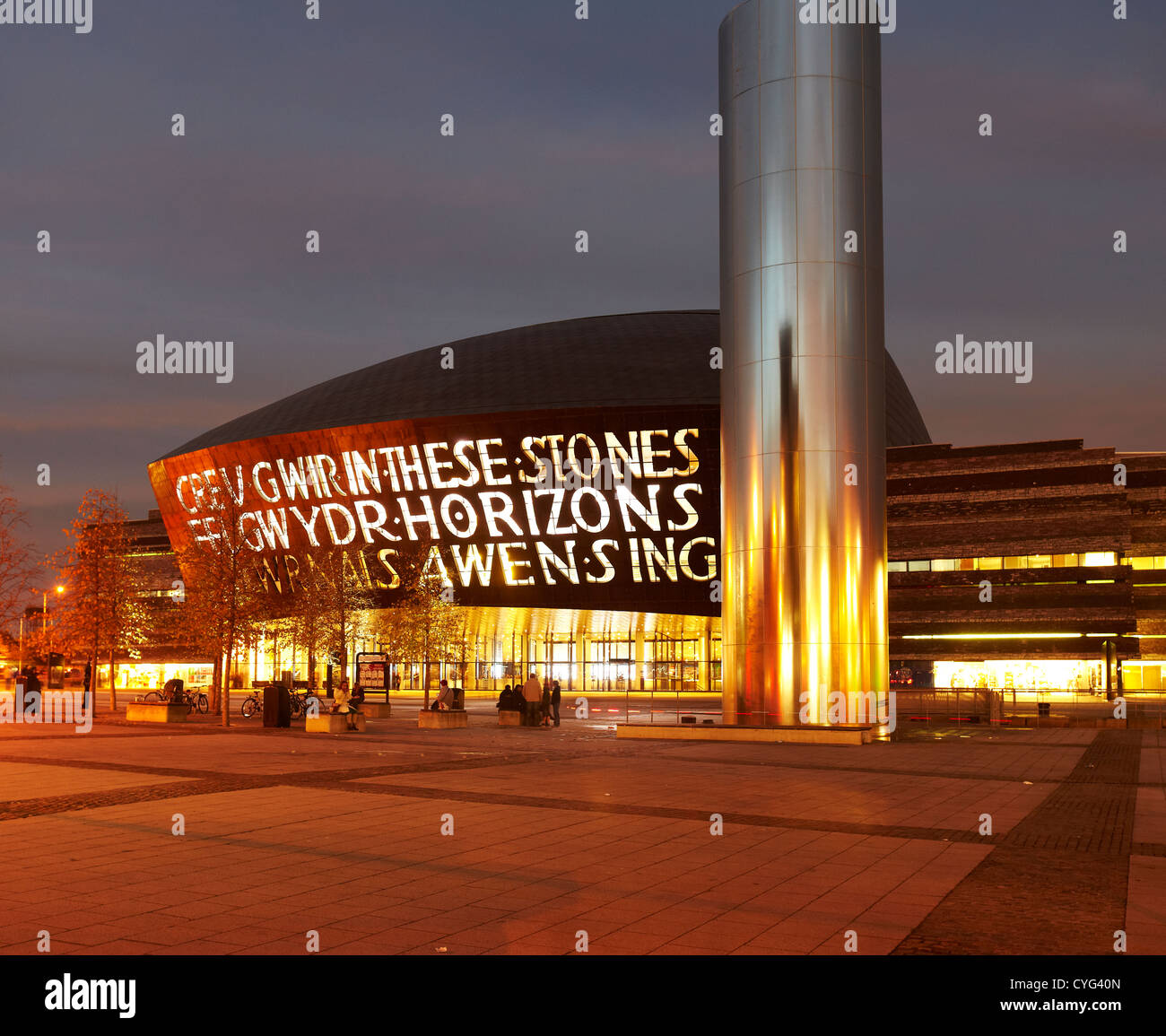 Cardiff millennium centre dusk hi-res stock photography and images - Alamy