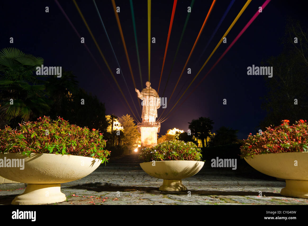 San Carlone Statue By Night on All Saints Celebration in Arona, Italy ...