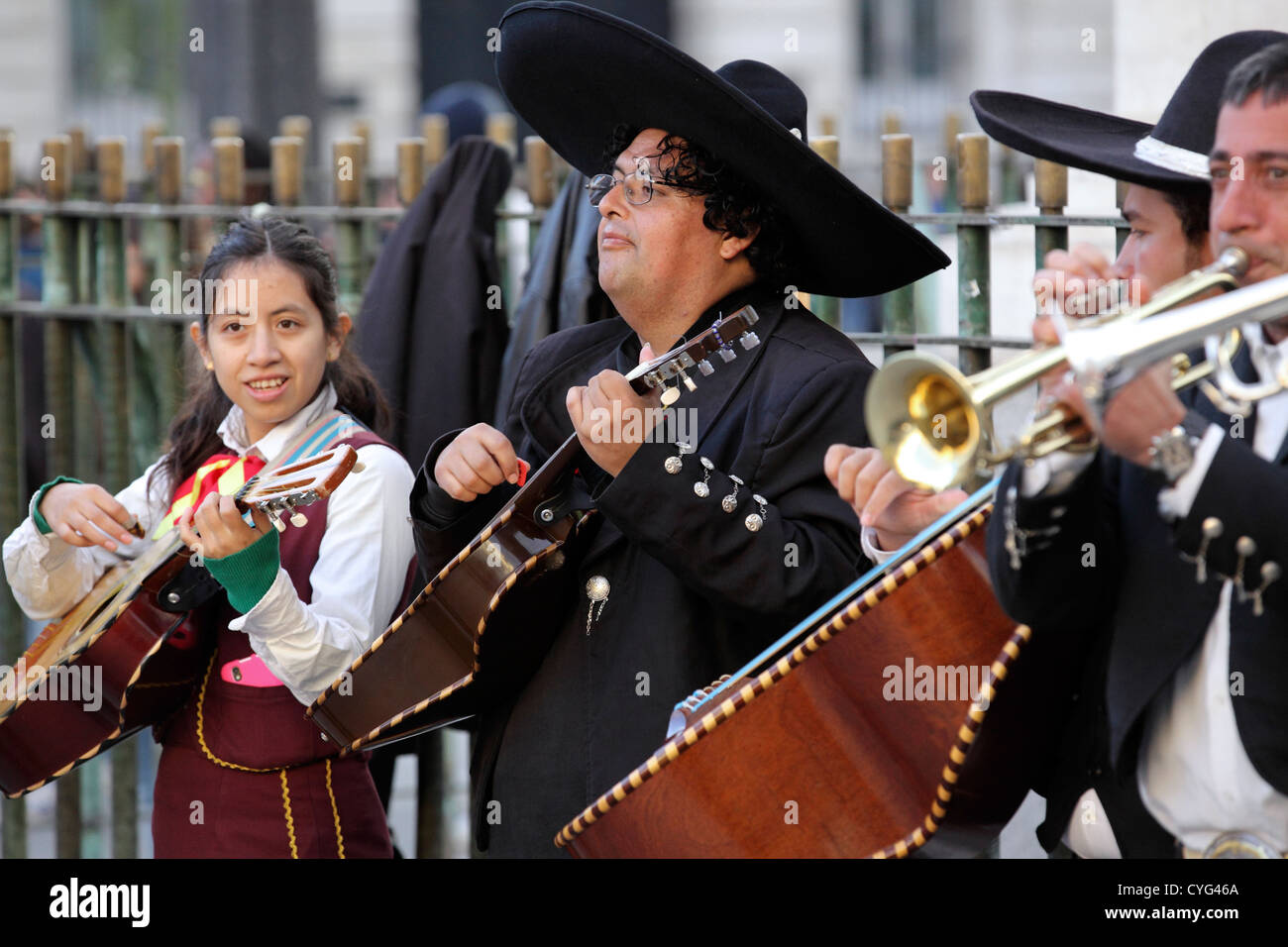 Mariachi Band singers, Puerta Sol Square Plaza, Central Madrid, Spain ...