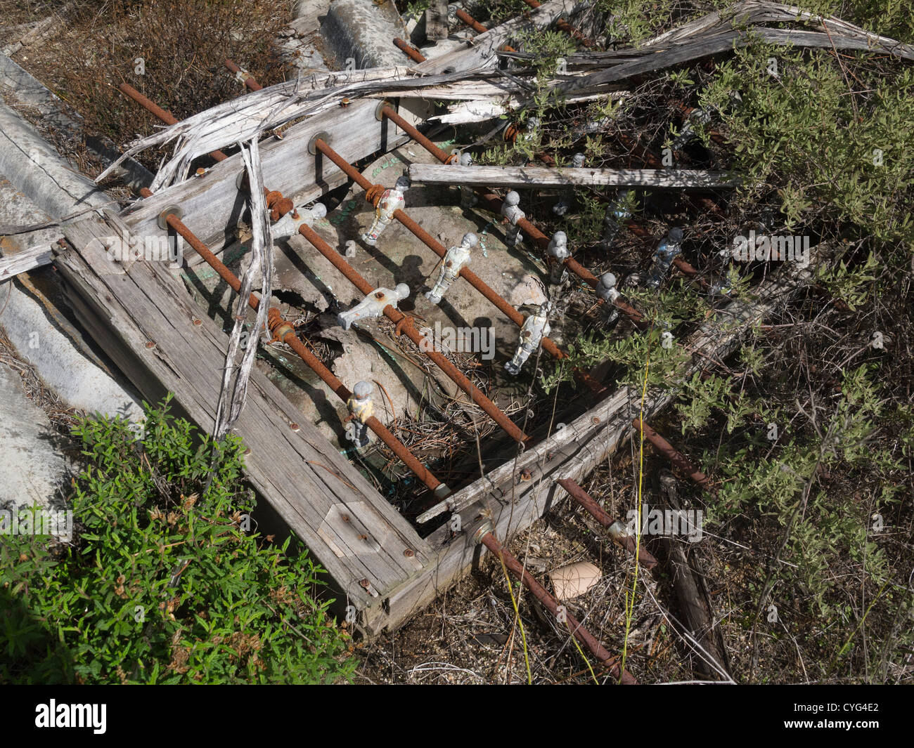 Ruined old table football Stock Photo - Alamy