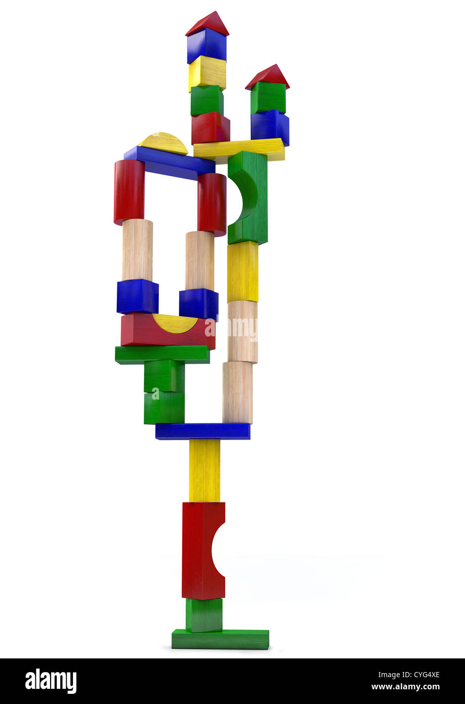 Wooden blocks built extremely high Stock Photo - Alamy