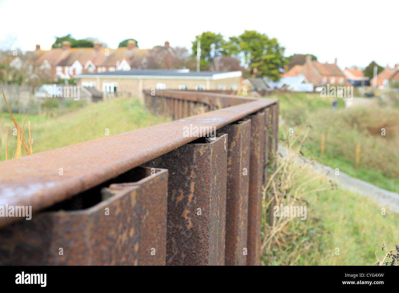 inner flood protection wall defending village from spring tides and ...