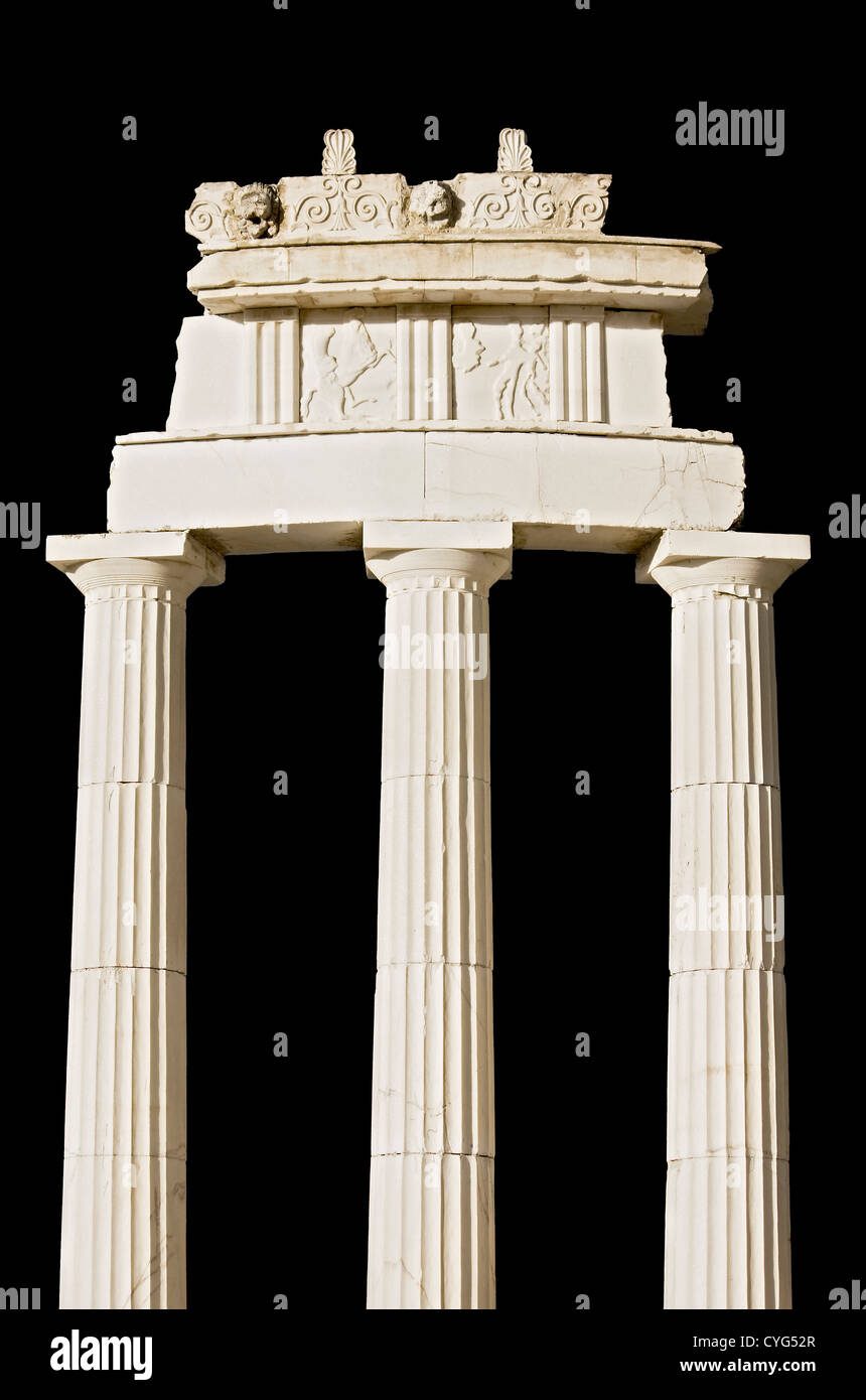 Ancient classical Greek temple isolated on black background Stock Photo ...