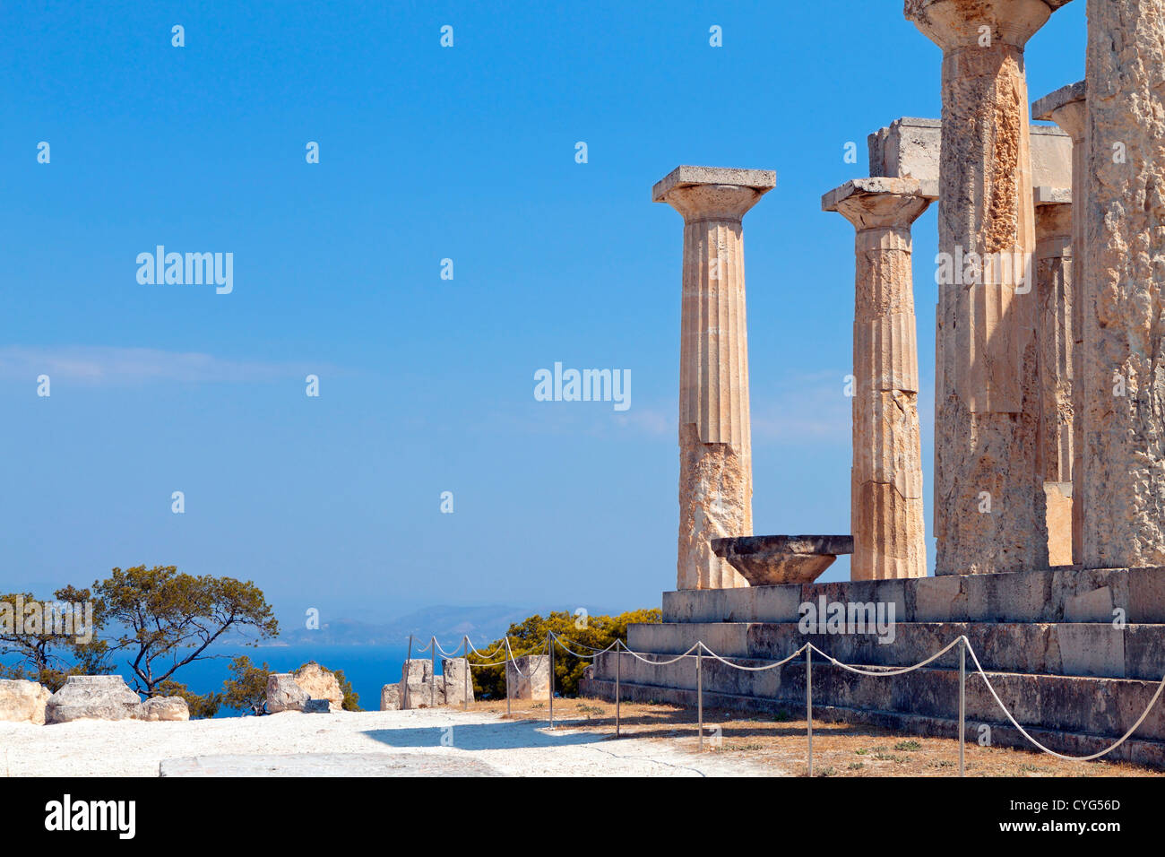 Classical ancient temple of Aphaia Athina at Aegina island in Greece ...