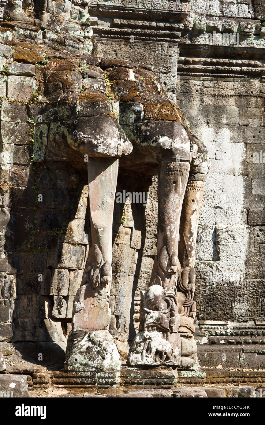 Elephant Sculpture of the Victory Gate of the Temple Angkor Thom in the ...