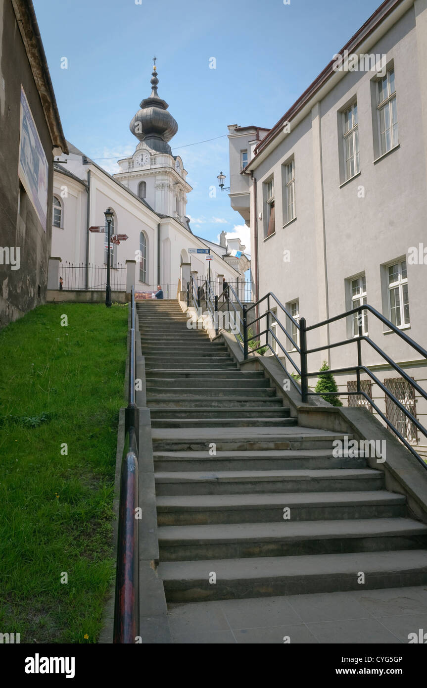 Stairway leading to Parish church, Wadowice, Poland Stock Photo - Alamy