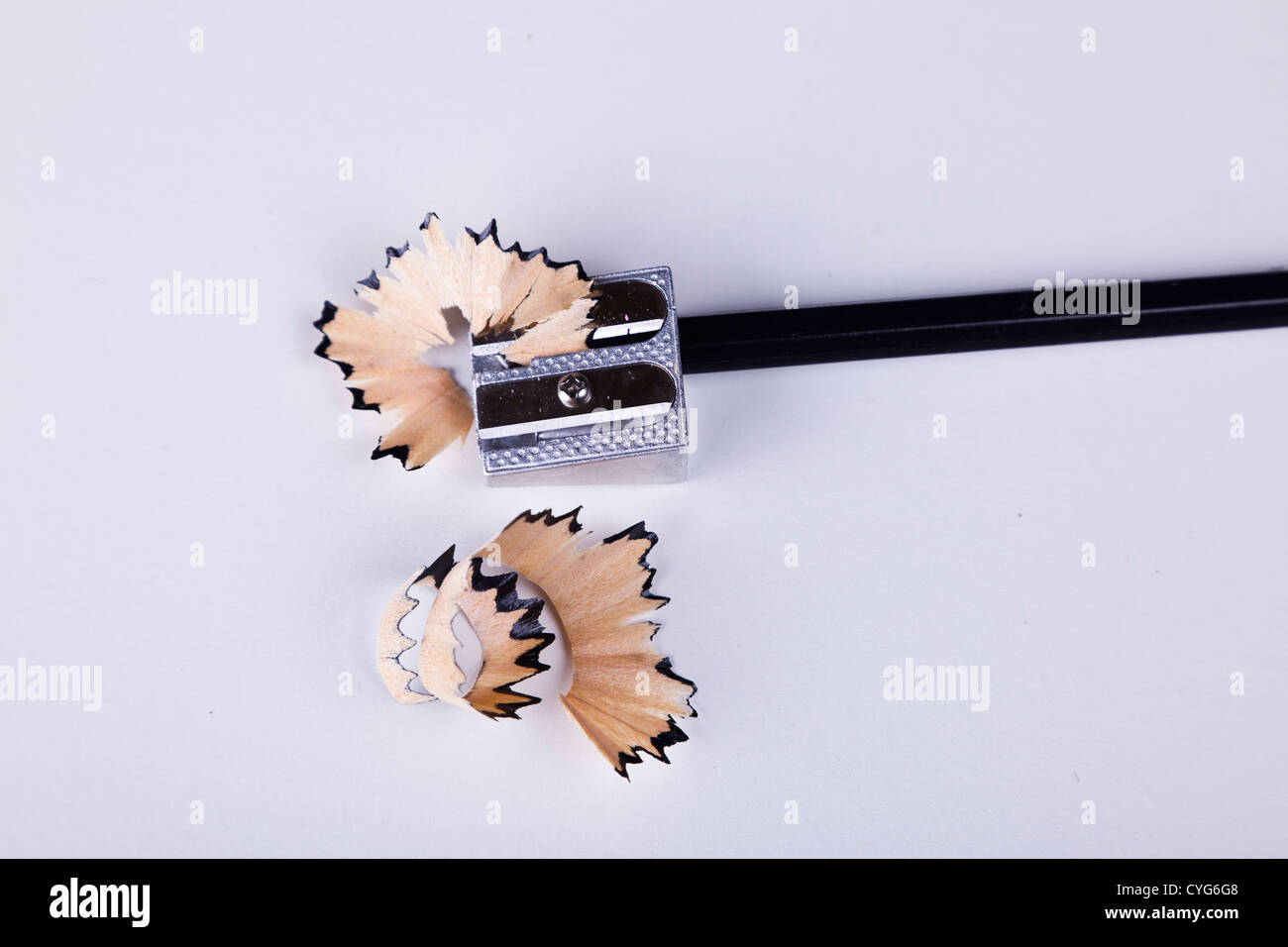 Pencil being sharpened, pencil shavings, pencil and sharpener Stock ...