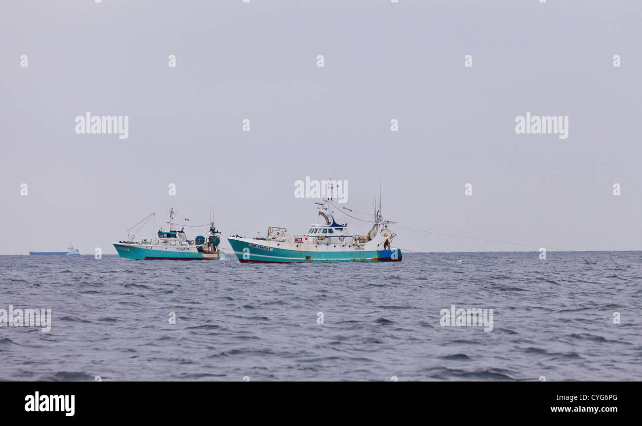 French Pair Trawlers from St Nazair trawling for Bass right on the edge ...