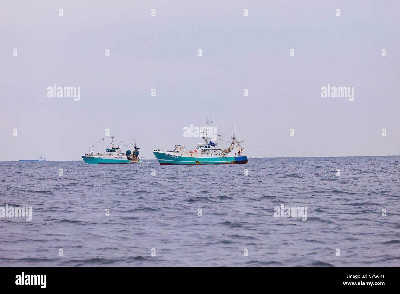 French Pair Trawlers from St Nazair trawling for Bass right on the edge ...