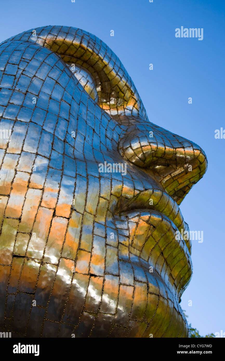 The Face of Wigan, 5.5m high stainless steel. highly reflective steel ...