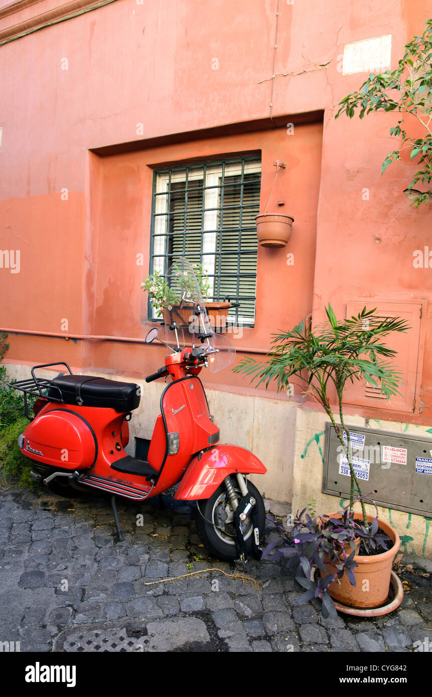 Red Vespa - Rome, Italy Stock Photo - Alamy