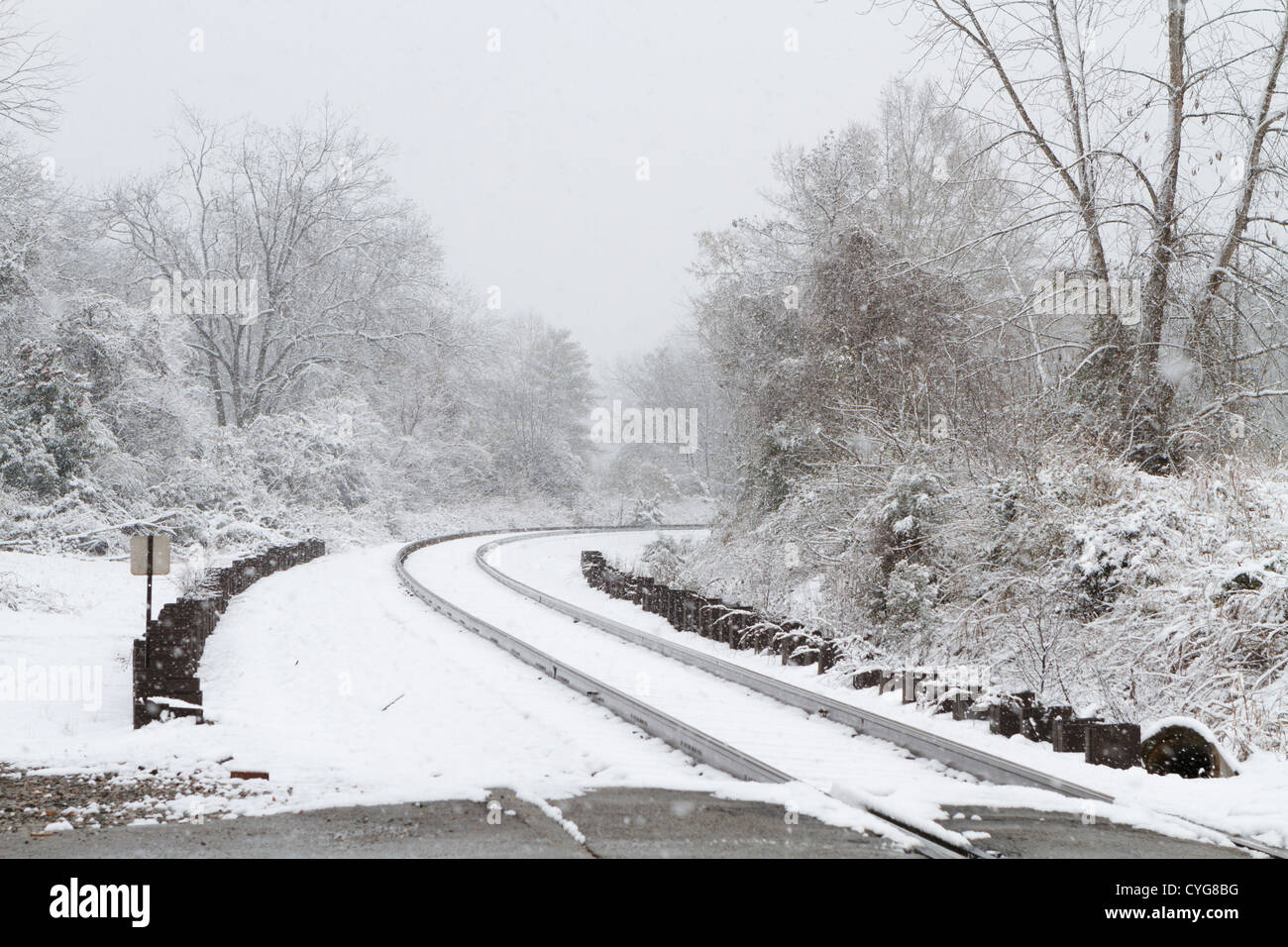 Looking East along the CSX Transportation railroad main line that runs ...
