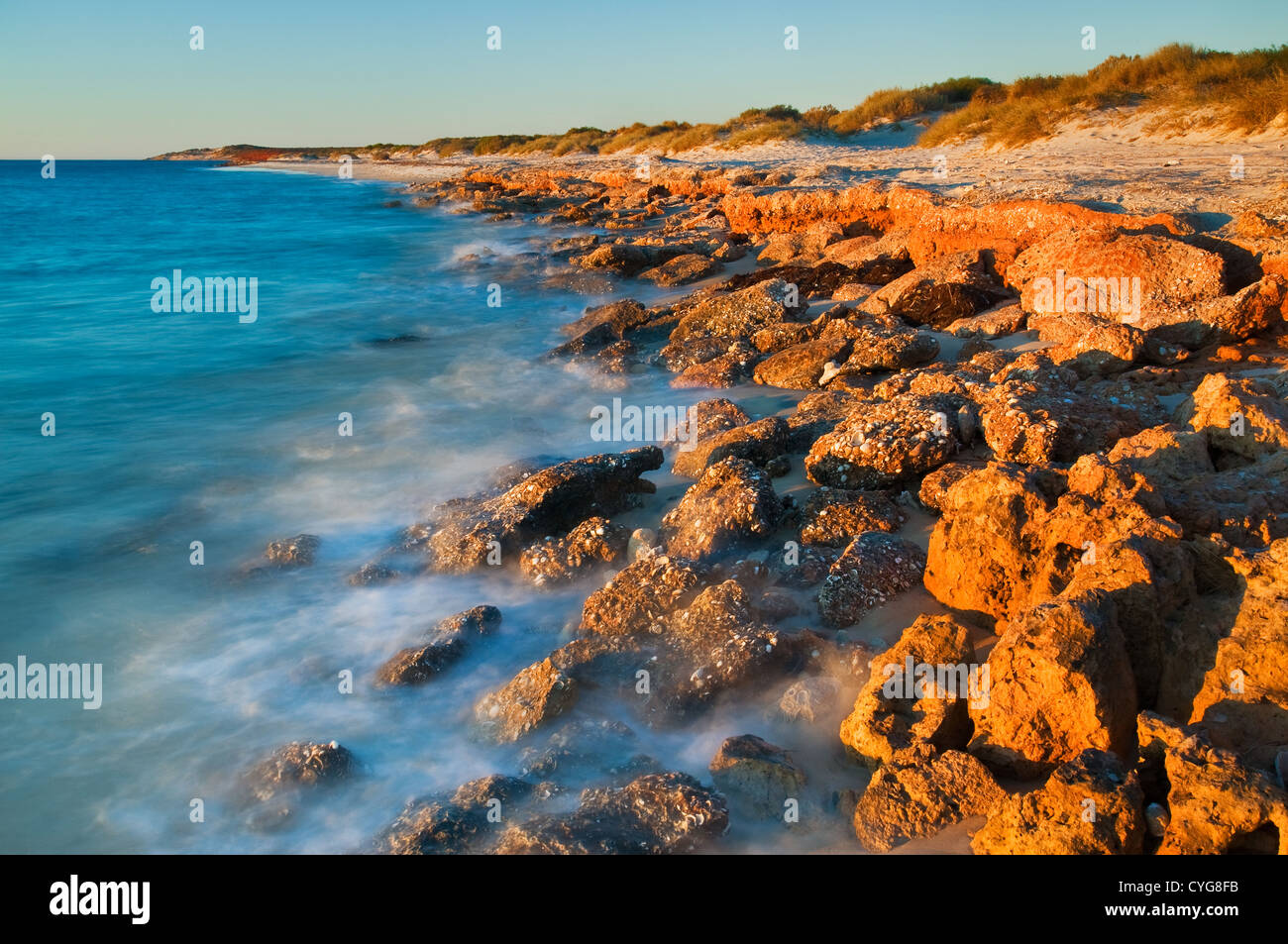 Last light on Bottle Bay in Francois Peron National Park Stock Photo ...
