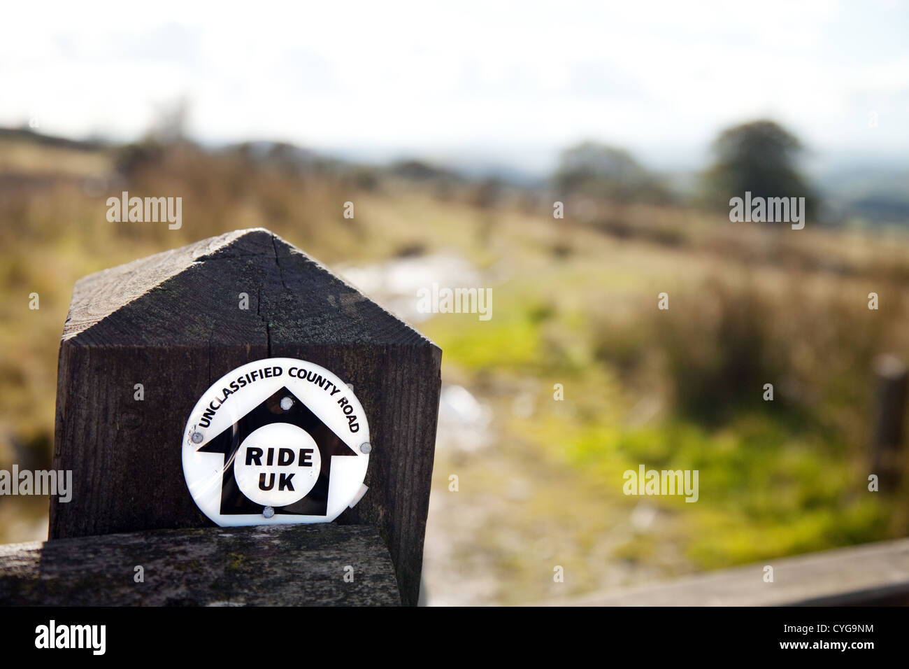 "Ride UK" bridleway path signs in the Shropshire countryside near the ...