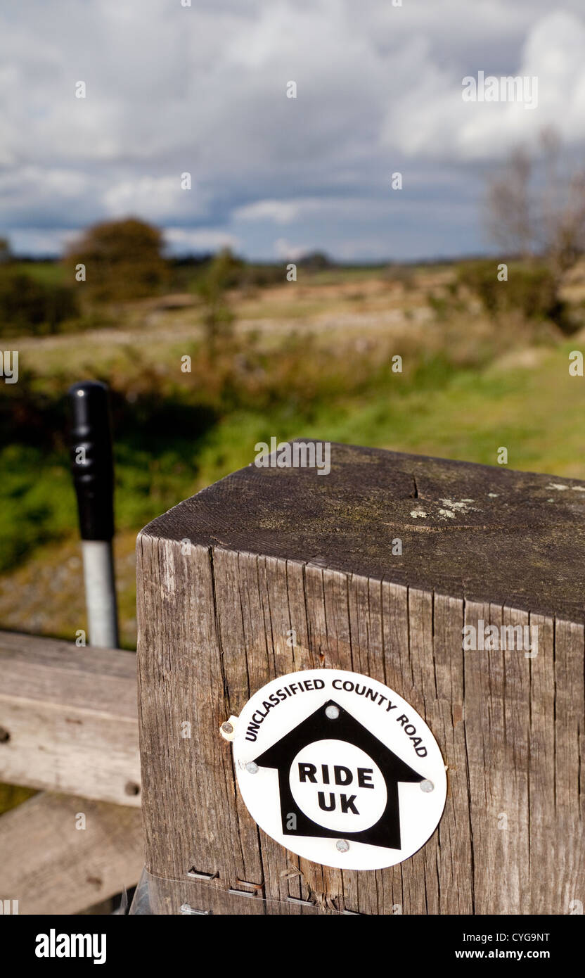 "Ride UK" bridleway path signs in the Shropshire countryside near the ...