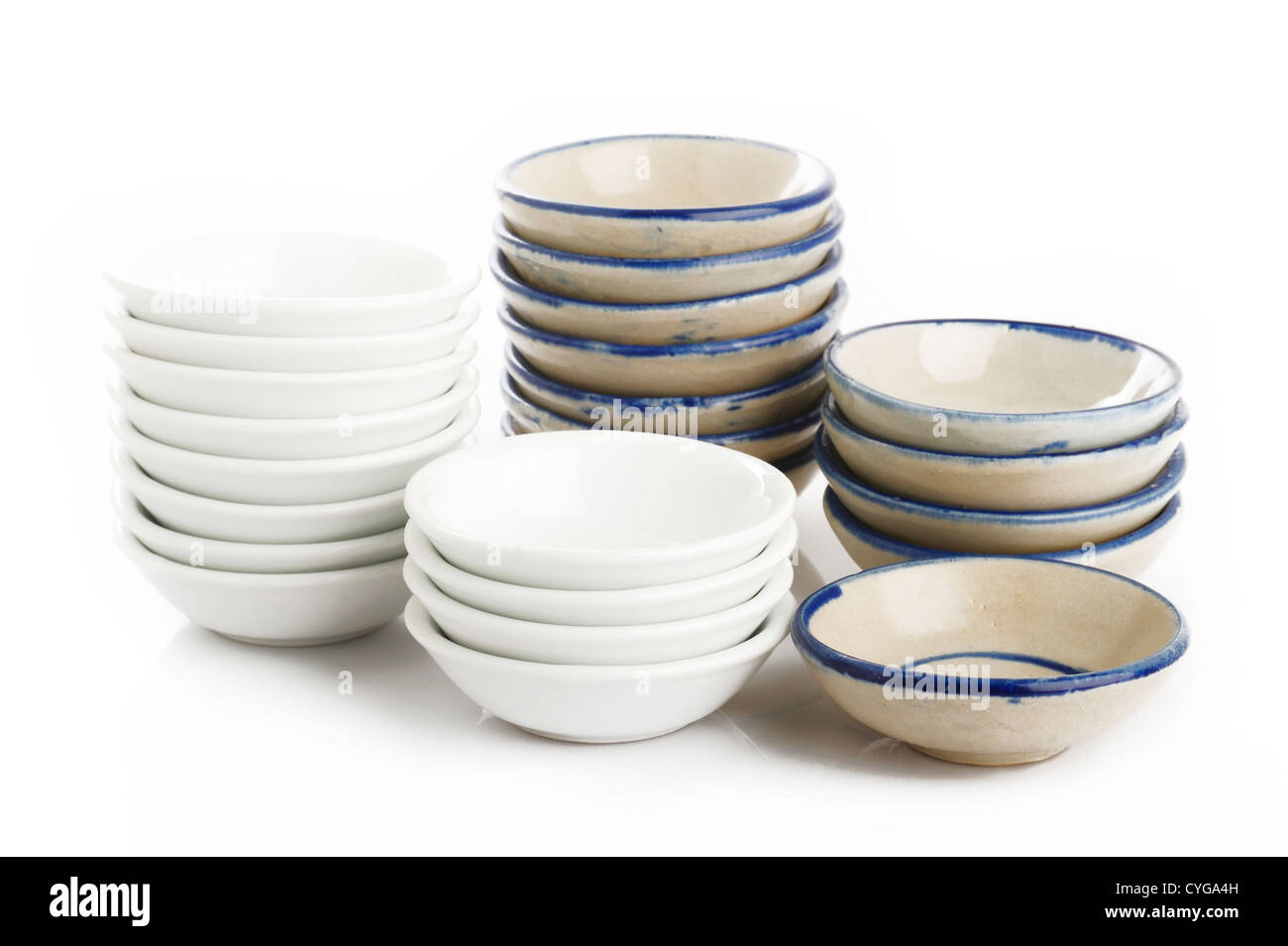 Stacks of Bowls on White Background Stock Photo - Alamy