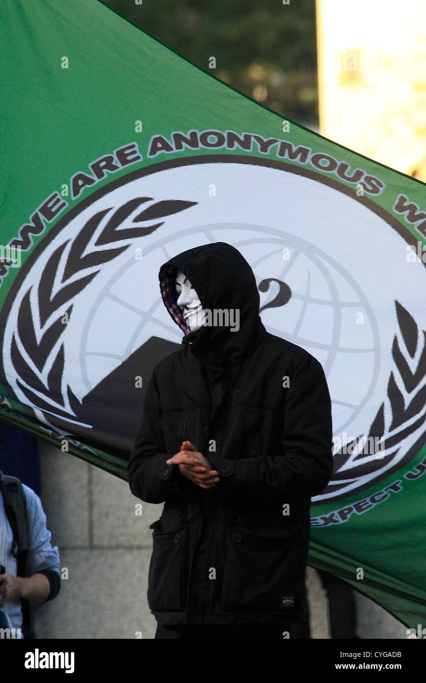 Anonymous protest in London Stock Photo - Alamy