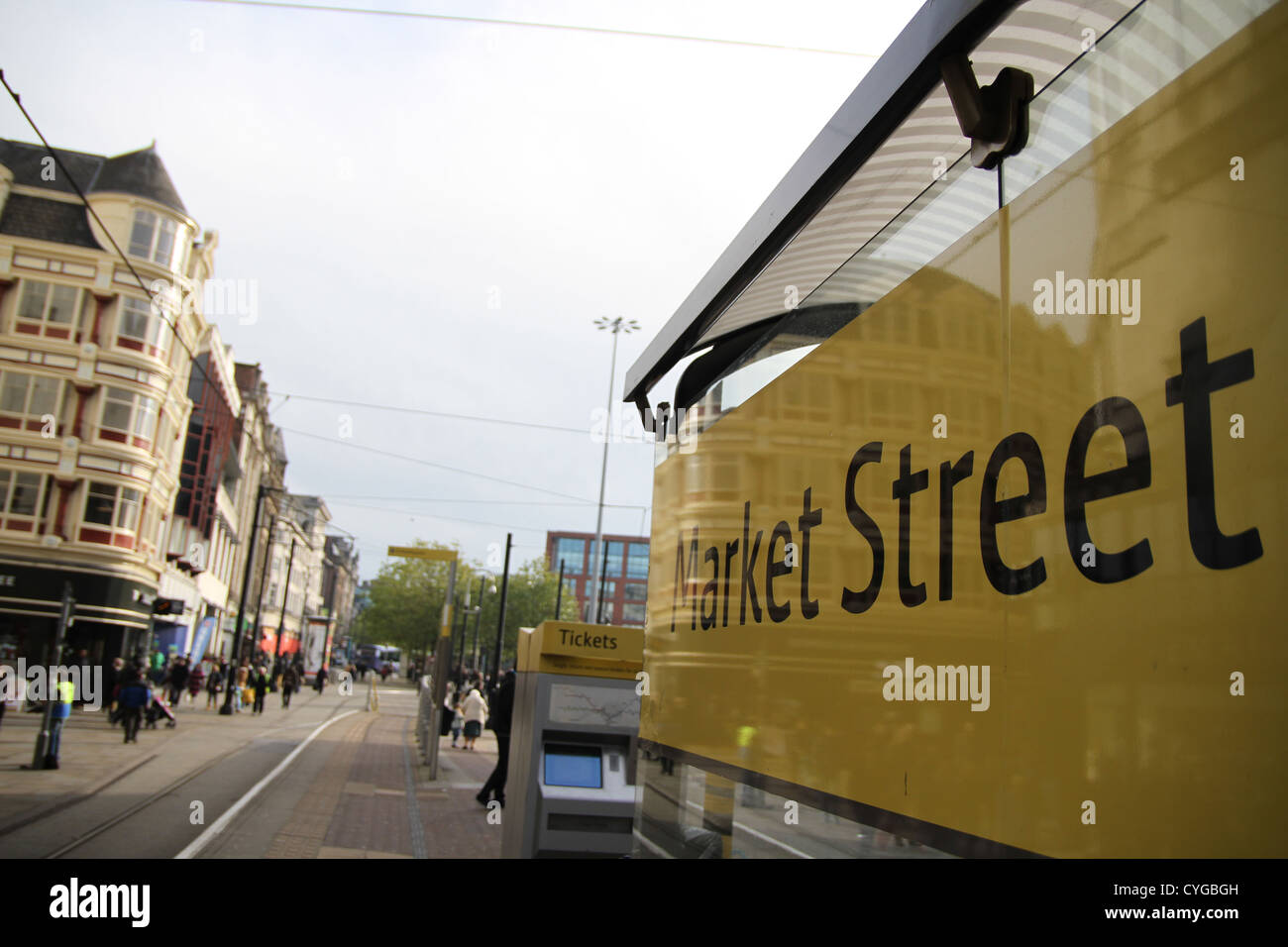 Market Street - Manchester Metrolink light rail system in Greater ...
