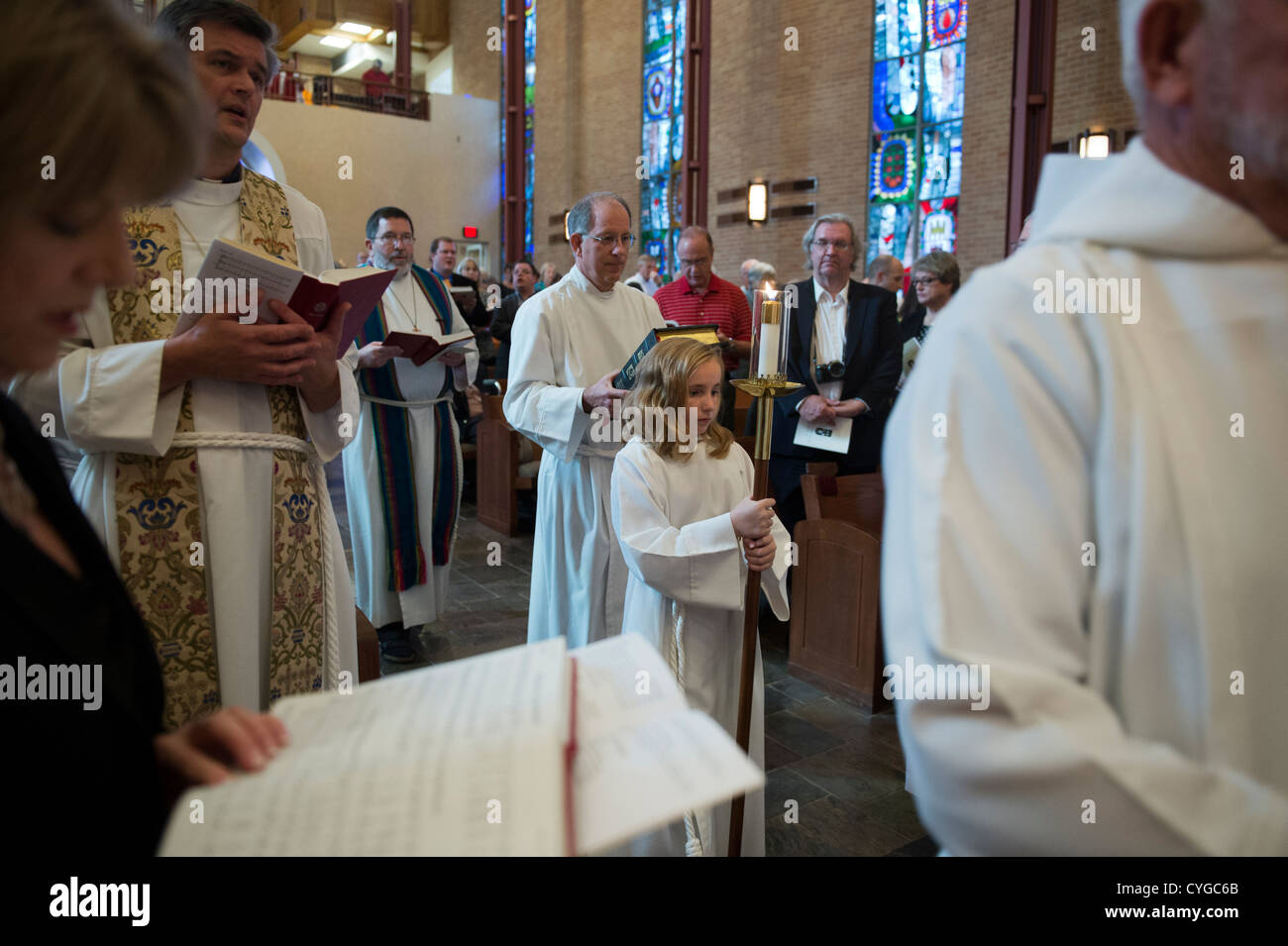 Entrance procession at the installation of the Rev. Peder Sandager as ...