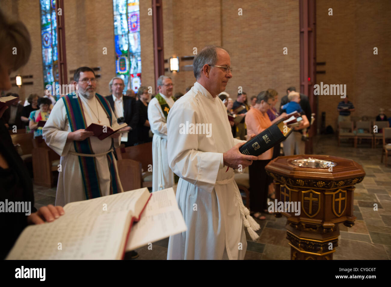 Entrance procession at the installation of the Rev. Peder Sandager as ...