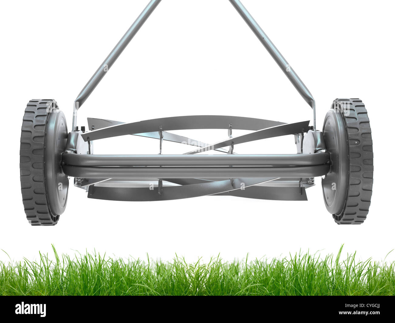 A push mower isolated against a white background Stock Photo - Alamy