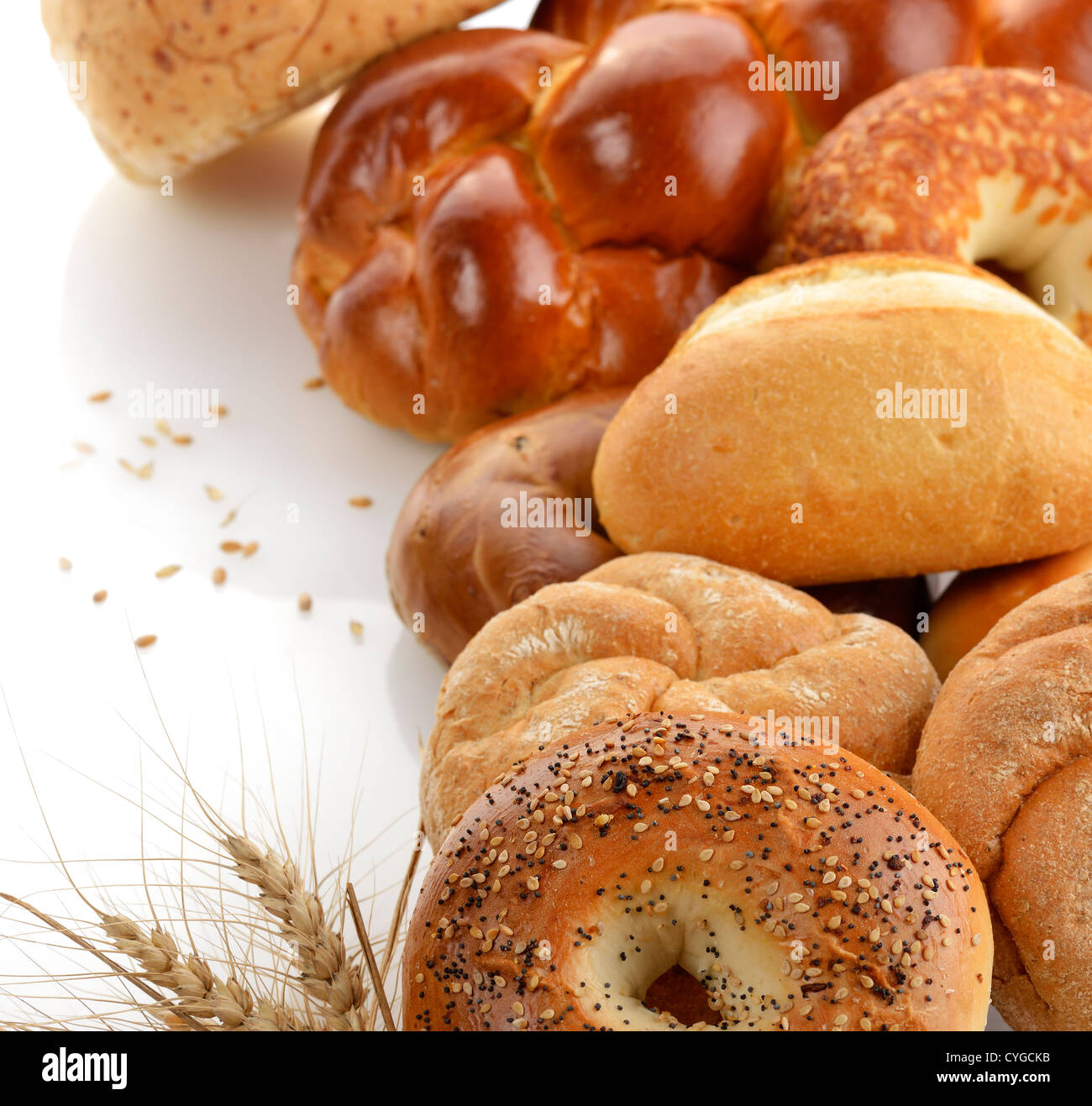 Assortment Of Bread On A White Background Stock Photo - Alamy