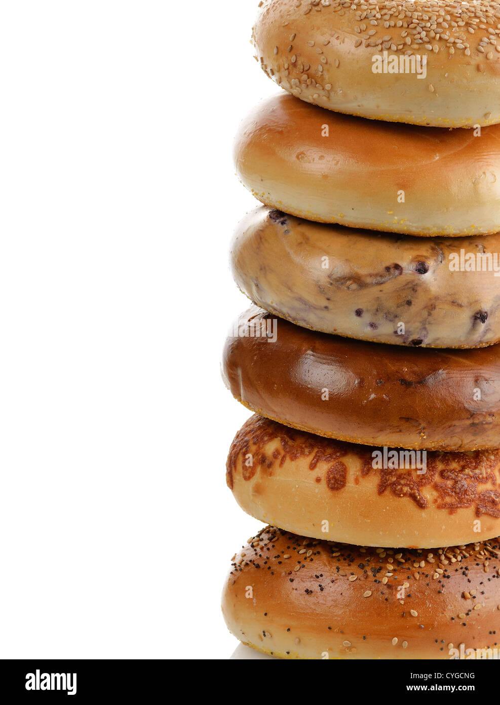 Assortment Of Bagels On White Background Stock Photo - Alamy