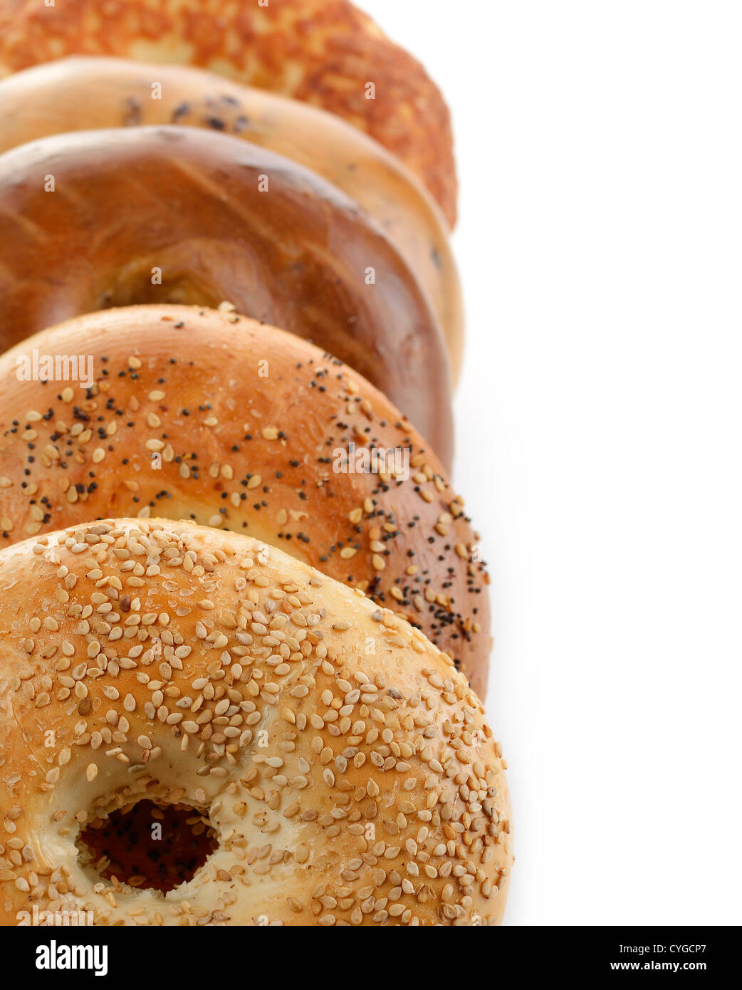 Assortment Of Bagels On White Background Stock Photo - Alamy