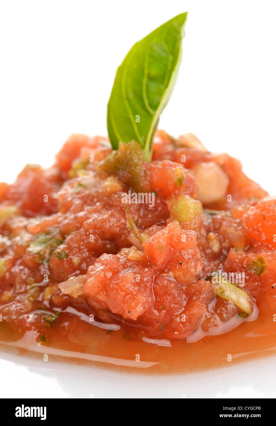 Fresh Salsa On White Background Stock Photo - Alamy