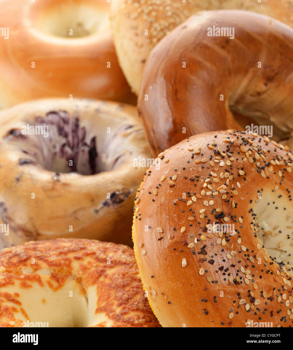 Assortment Of Bagels On White Background Stock Photo - Alamy