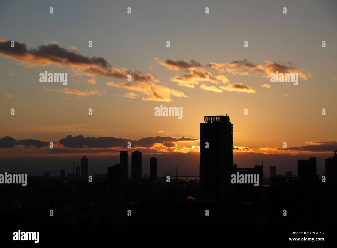 Osaka at sunset Stock Photo - Alamy