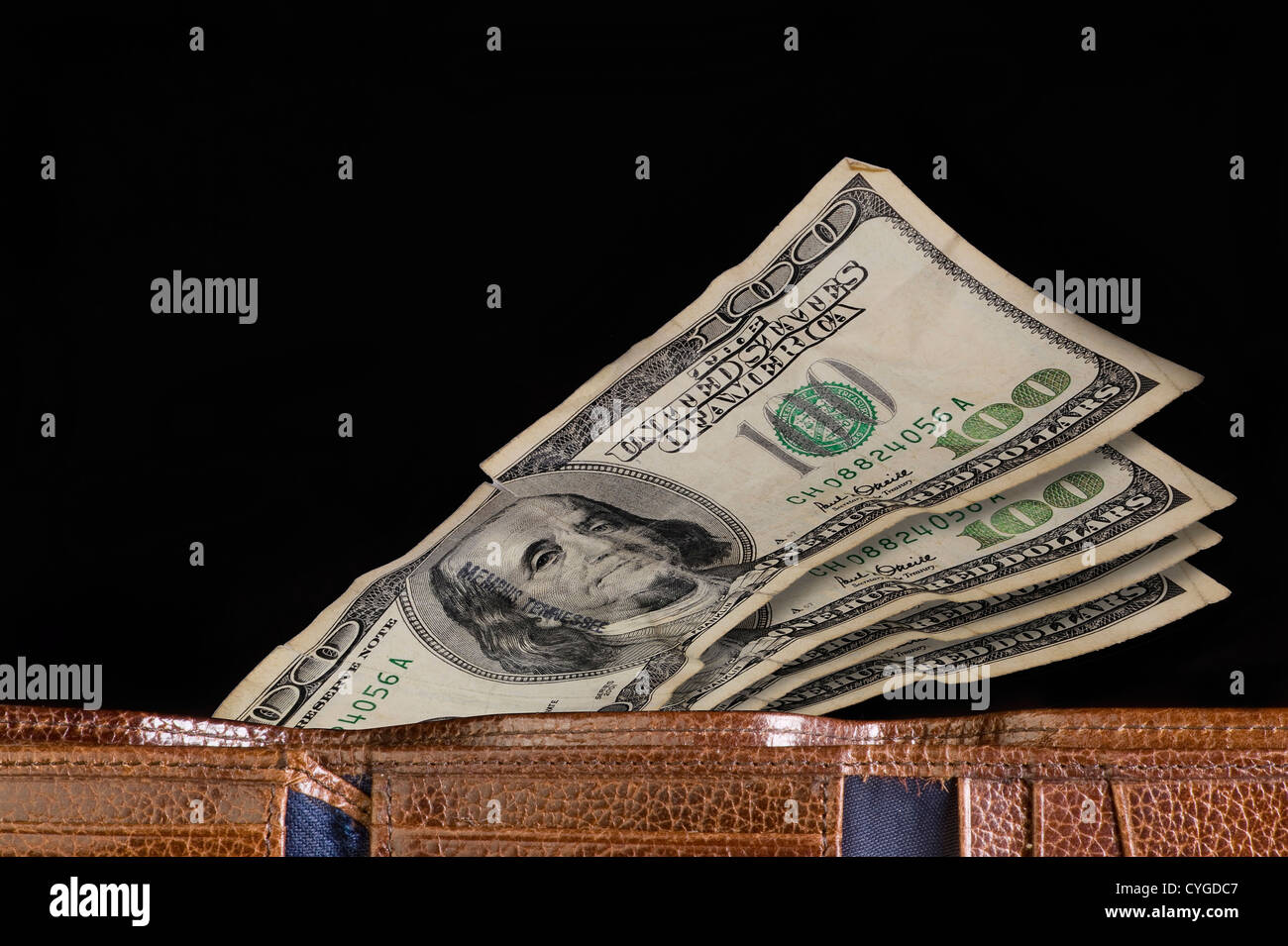 Money out of wallet Stock Photo - Alamy