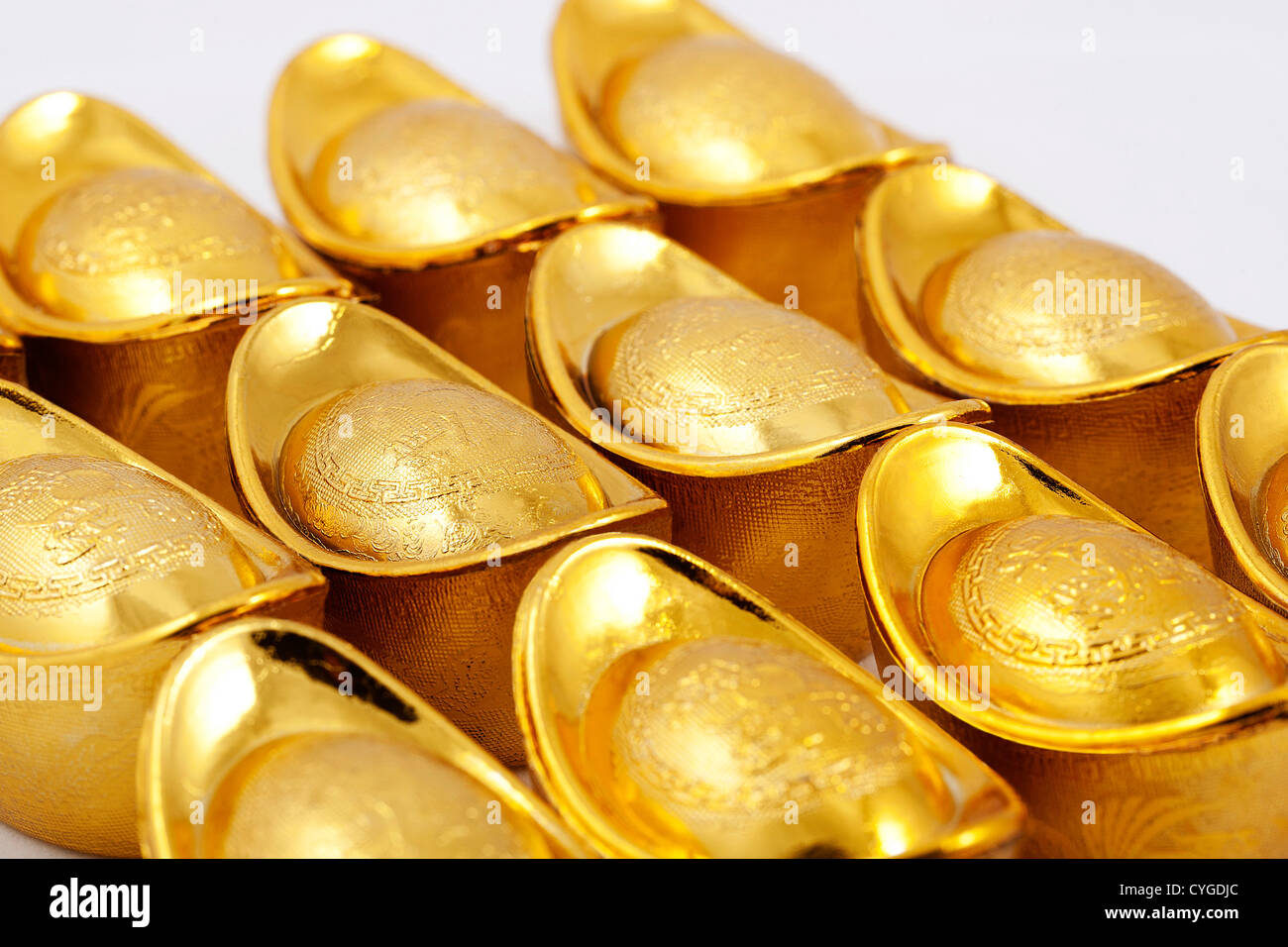 Chinese traditional currency gold yuanbao ingots Stock Photo - Alamy