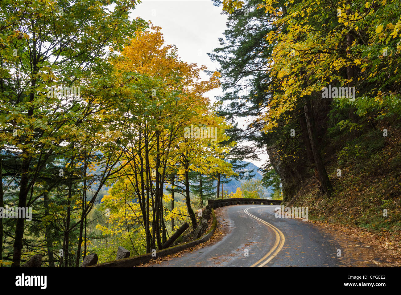 US 30, the historic Columbia River Highway near Multnomah Falls ...