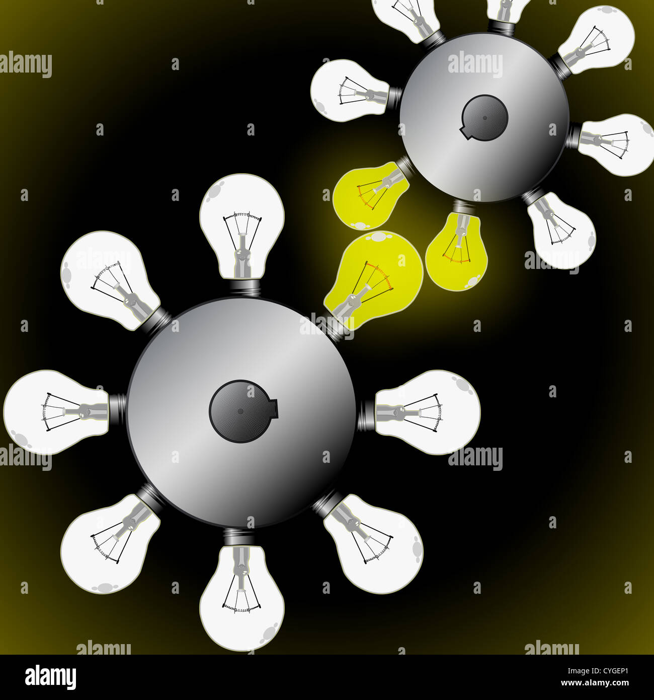 light bulbs gearbox, abstract conceptual vector art illustration; image ...