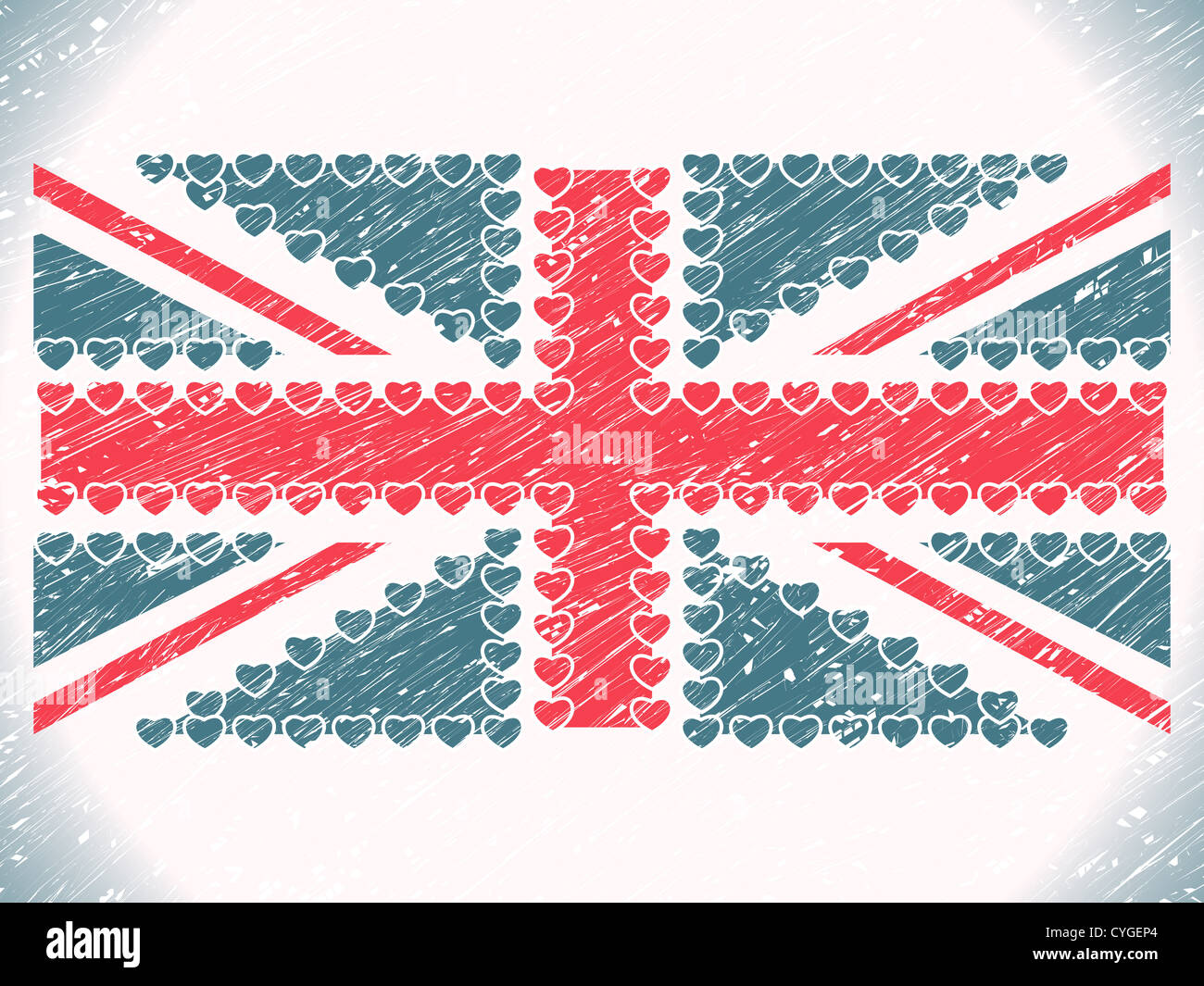 union jack hearts grunge flag, abstract vector art illustration Stock ...