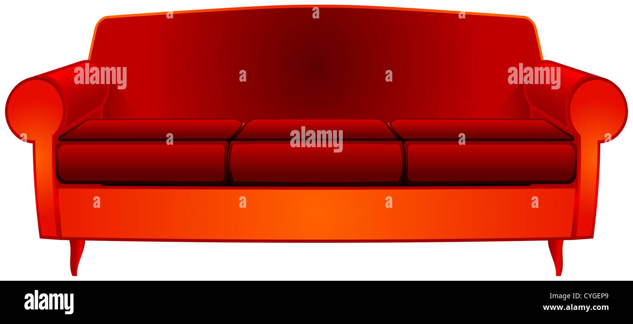 fancy red couch over white background, abstract vector art illustration ...
