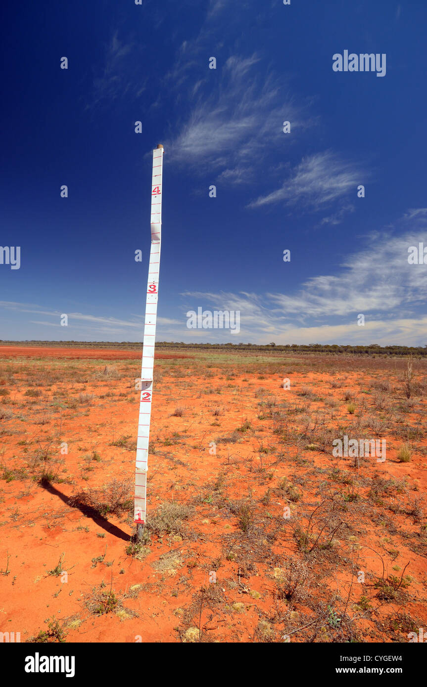 Water depth indicator on dry lake bed, Rowles Lagoon, Credo Station ...