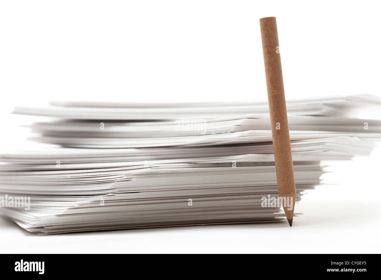 Pile of paper cards with pencil Stock Photo - Alamy