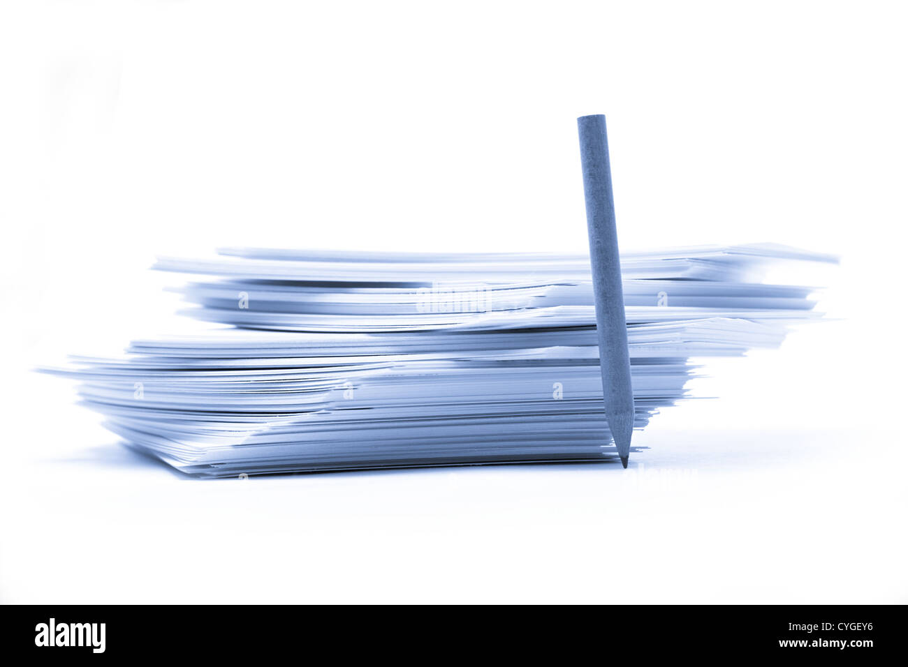 Pile of paper cards with pencil Stock Photo - Alamy