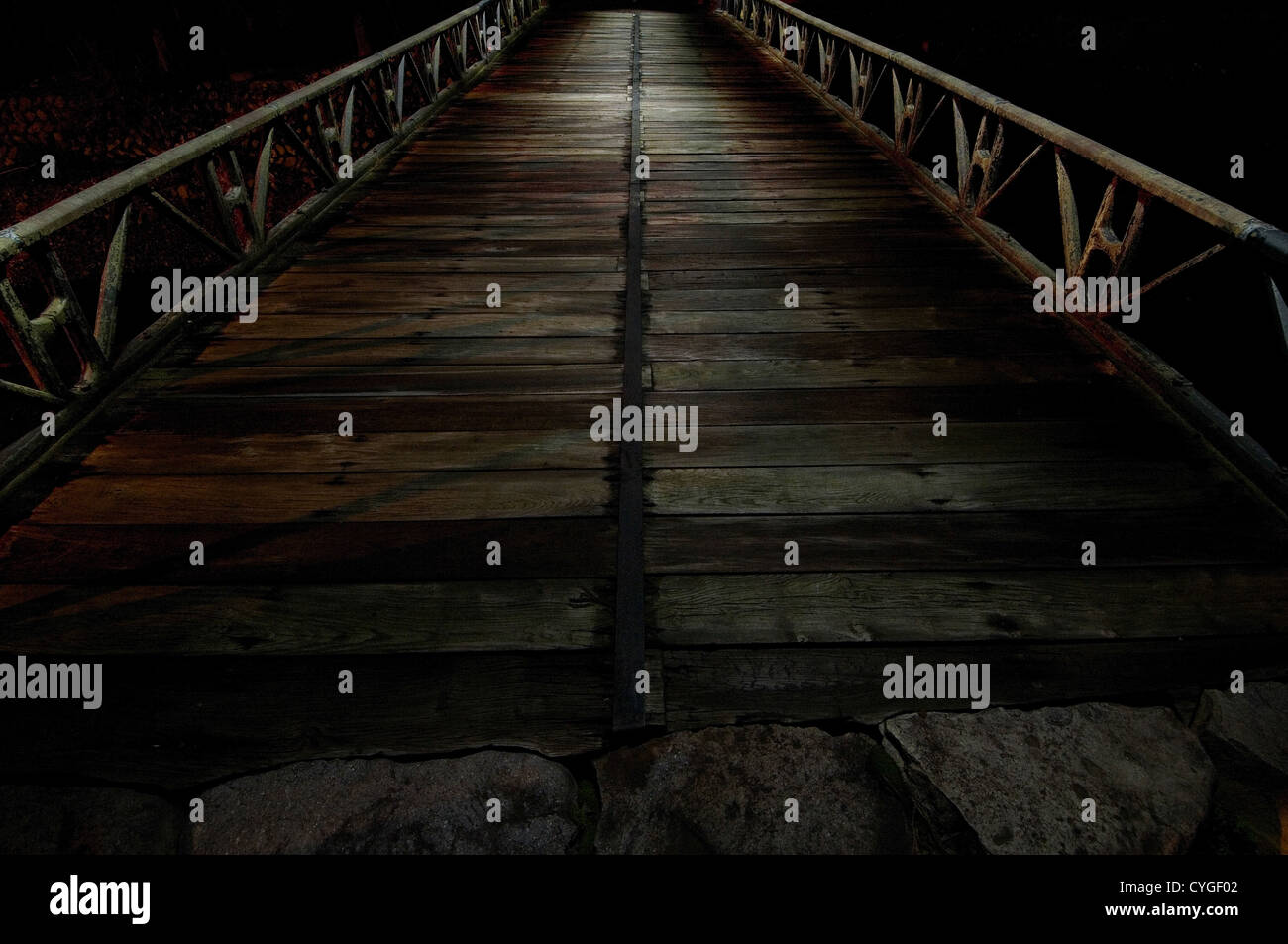 Wooden bridge at night in Asago, Hyogo Stock Photo - Alamy